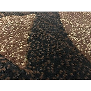 Modern Round Rug Brown & Black Americana Design 154 (5 Feet 3 Inch X 5 Feet 3 Inch Round)