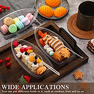 32 Pcs 8 Oz Disposable Banana Split Boats with Spoons, Clear Plastic Ice Cream Sundae Bowls Banana Split Ice Cream Dishes Dessert Bowls Splits Bowl Tray for Kids Birthday Party Graduation