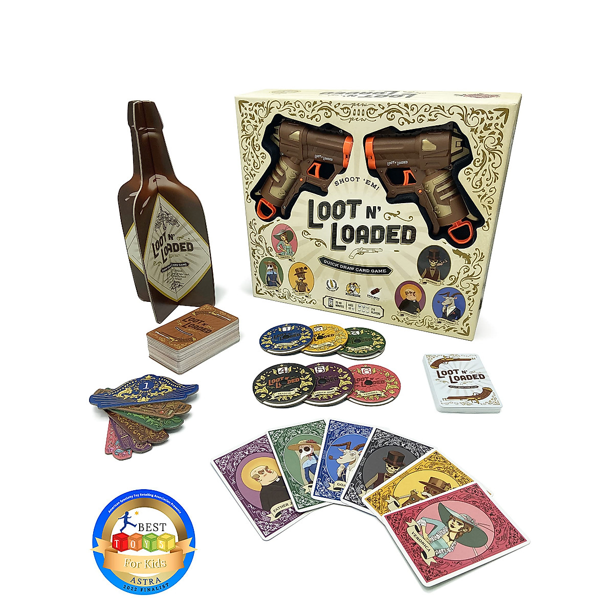 Loot N' Loaded - The Quick Draw and Item Collecting Card Game with Toy Guns, Great Addition to Your Family, Adult, and Party Games, 2-6 Players