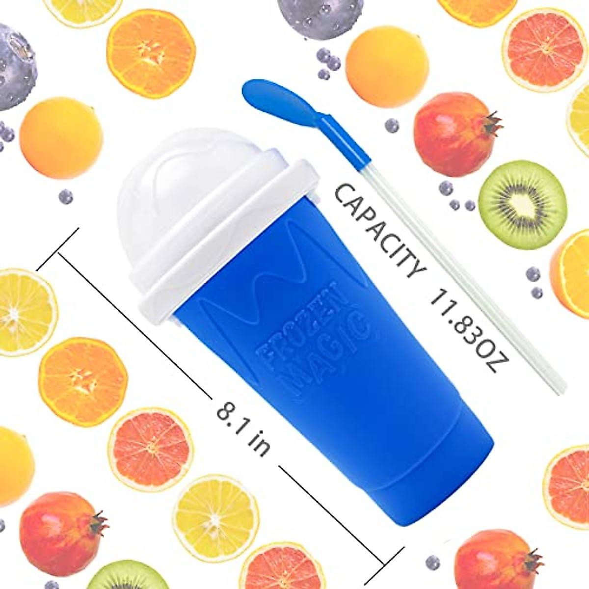 Slushy Cup Slushie Cup Maker, Slushy Maker Cup Magic Frozen Squeeze Ice Cup Tiktok Cool Stuff,Slushie Cups with Lids And Straws,Slush Cup Summer Homemade DIY Smoothies Slushies Cups Slushy Machines (blue)