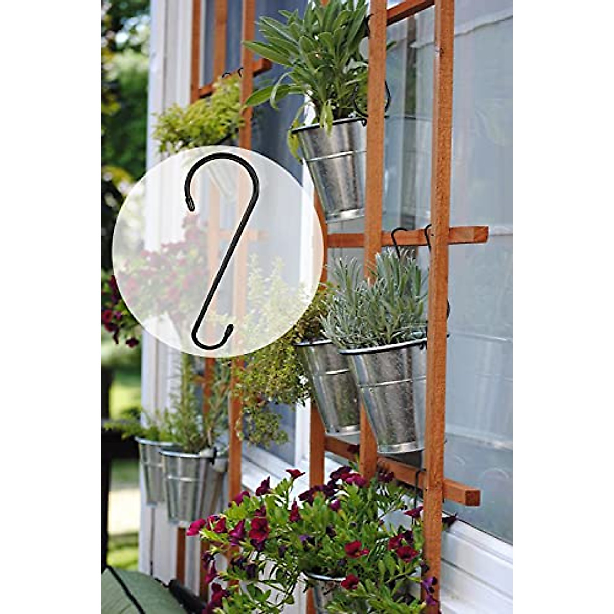 24 Pack 9 inch Extra Large Vinyl Coated S Hooks Black Heavy Duty Long S Hooks for Hanging Plant Extension Hooks for Kitchenware,Utensils,Pergola,Closet,Flower Basket,Garden,Patio,Indoor Outdoor Uses