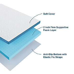 FP FLEXPEDIC FLEXEDIC 2 Inch Mattress Topper King, Premium Soft Topper for Cooling Sleep, Non-Slip Design with Removable & Washable Cover, CertiPUR-US Certified