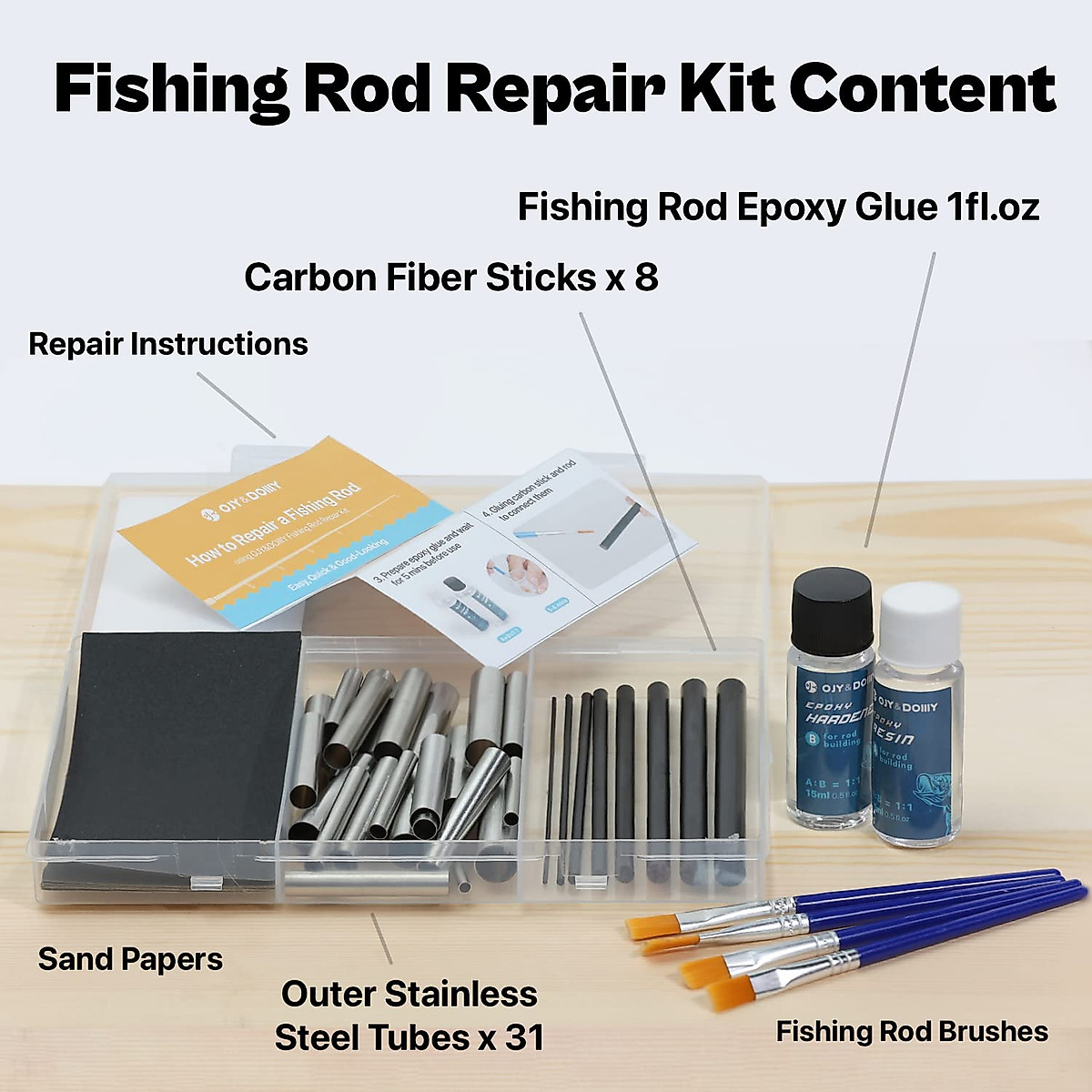 Fishing Rod Repair Kit Complete, Easy&Quick Approach to Repair Broken Fishing Pole with Epoxy Glue