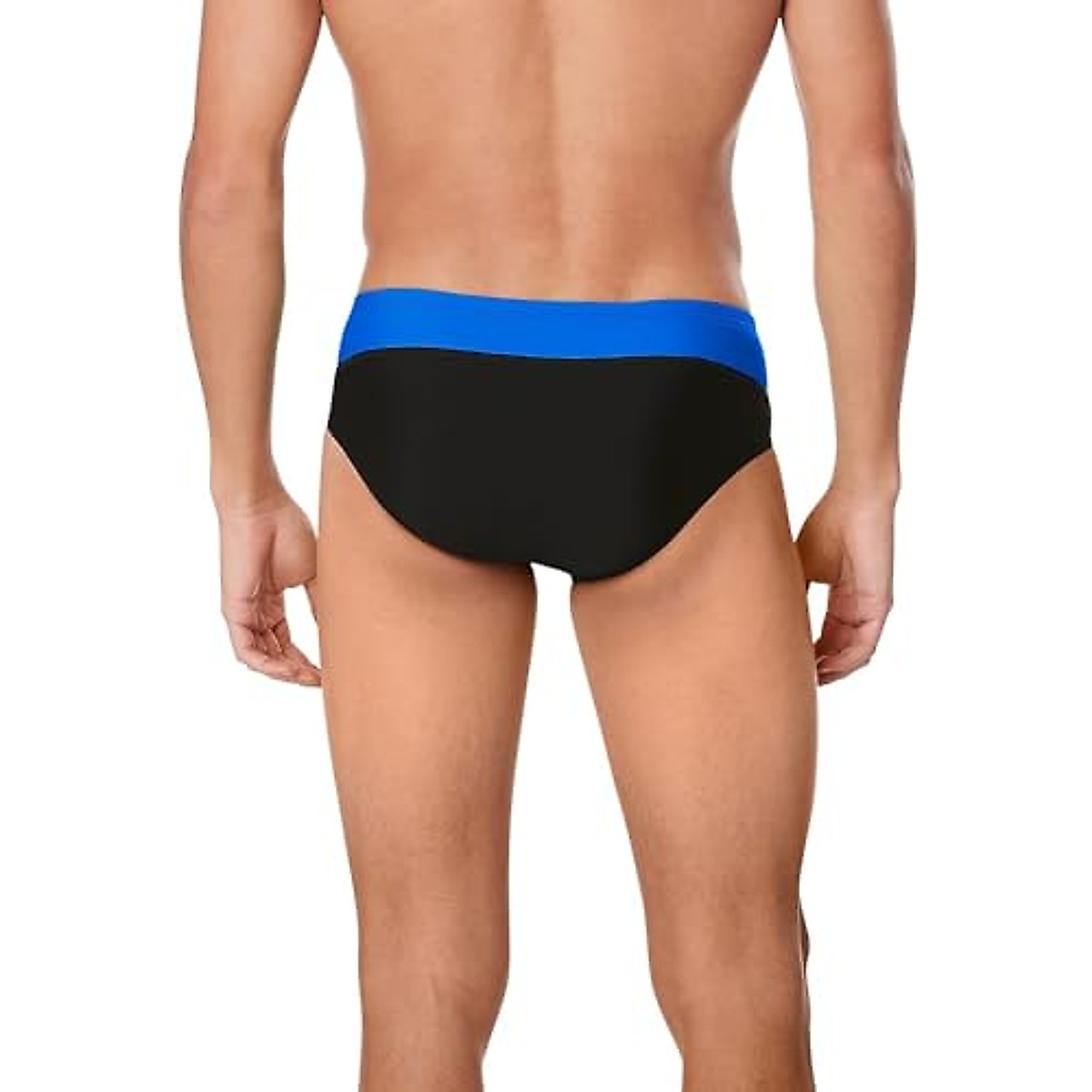 Speedo Men's Swimsuit Brief Endurance+ Splice Team Colors Black/Blue Spark, 38
