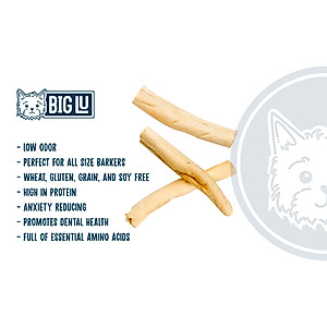 Big Lu - Cow Tail Dog Chews, All-Natural Grass-Fed Beef, Single Ingredient Treats, Rawhide-Free, 4-Inch Sticks (12 Sticks)