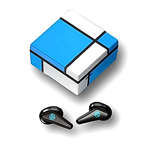 Tone Cube Design Wireless Headphones, Wireless Bluetooth Earbuds,Sport Earbuds,Bluetooth 5.3 Clip-on Earphones,Premium Sound, Noise Cancelling, 30 Hours Playtime with Case for Android iOS (Blue)