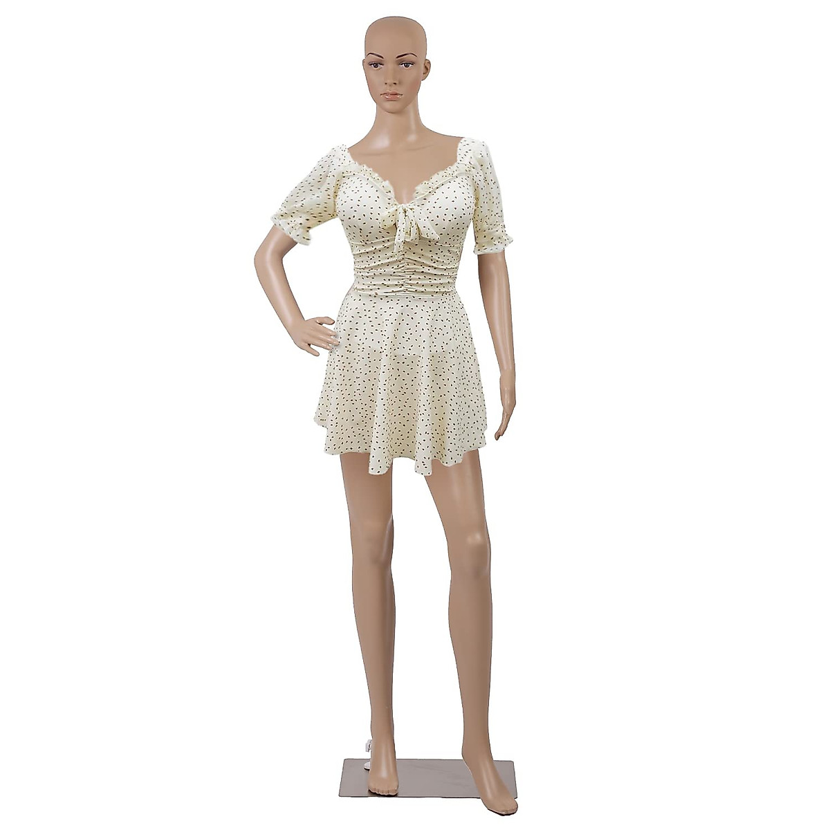Mannequin Torso Manikin Dress Form Female Realistic Full Body Mannequin Display Head Turns with Metal Base 69" Plastic Adult Woman Adjustable Detachable Poseable Model Mannequin Stand