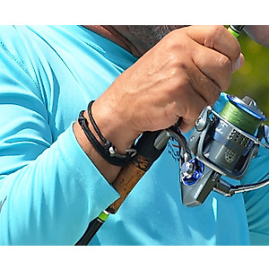 Chasing Fin Fish Hook Pendant Bracelet - Cool 30-Inch Military-Grade 550 Paracord Bracelet & Anklet - Adjustable Size, 100% Nylon Nautical & Fishing Accessory - J-Hook Pendant, Pewter - Navy