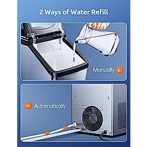 YISUFO Nugget, Pebble Ice Makers Countertop, 30lbs/Day, Self-Cleaning, 2 Ways Water Refill, Stainless Steel Sonic Ice Maker Machine with 3Qt Water Reservoir, for Home Office Party Bar