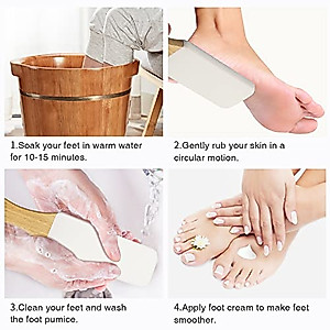 AM 8:00Pumice Stone Foot File, 2 Pack Callus Remover (coarse/fine) for Feet with Wooden Handle, Pedicure Foot Scrubber to Remove Dead Skin, Dry, Rough, Corns Skin Scraper