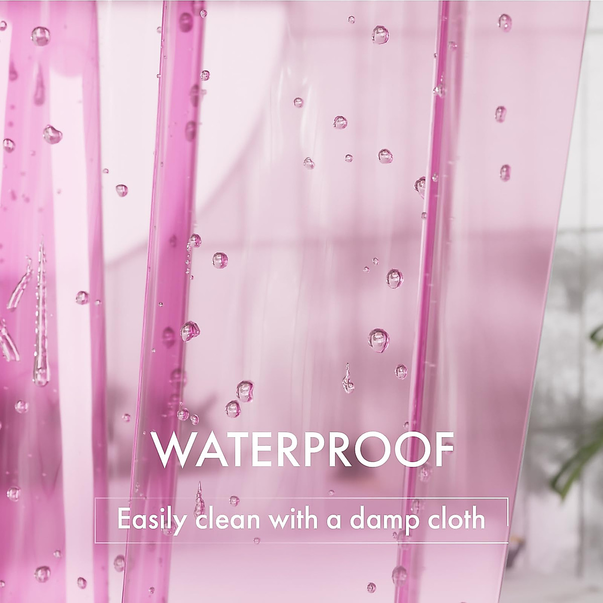 AmazerBath Shower Curtain Liner, 72x72 Transparent Hot Pink Shower Curtain Liner, Lightweight Plastic Shower Curtain Liner, Cute Waterproof Shower Liner for Bathroom with 3 Magnets & 12 Grommet Holes