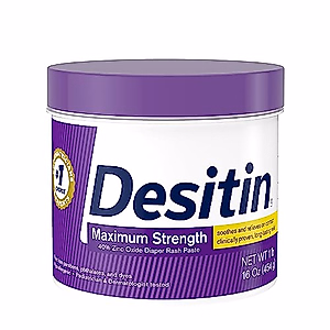 Desitin Maximum Strength Baby Diaper Rash Cream with 40% Zinc Oxide for Treatment, Relief & Prevention, Hypoallergenic, Phthalate- & Paraben-Free Paste, 16 oz