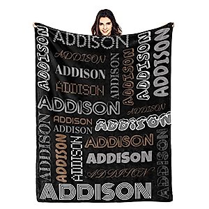 Seamaid Personalized Blanket with Name Custom Baby Blanket for Boy Girl Customized Name Blankets for Adults Custom Name Gifts for Christmas Thanksgiving Birthday Valentines Day (60''x80'')