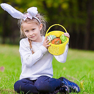 Jetec Easter Eggs Basket Multi-color Easter Plastic Basket Easter Hunt Basket for Easter Egg Hunts Goodies Party Favor Supplies (12, 13.5 x 9.5 cm/ 5.3 x 3.7 Inch)