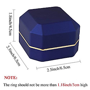 GBYAN Ring Box with LED Light Jewelry Display Gift Box for Proposal,Engagement, Wedding (blue)