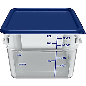 Carlisle FoodService Products Squares Square Food Storage Container with Stackable Design for Catering, Buffets, Restaurants, Polycarbonate (Pc), 12 Quarts, Clear