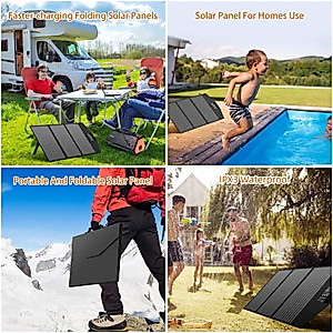 RoRood Portable Solar Panel, 60W Foldable Solar Panels 18V 22% Higher Efficiency Solar Charger IPX3 Waterproof Solar Panel Kit with USB, DC Output, 10 Connectors for Most Power Stations, Camping,RV