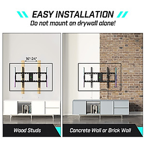 Greenstell TV Wall Mount with LED Lights, Tilt TV Mount for 37"-75" Flat/Curved TVs, Low Profile Wall Mount TV Bracket Fit 16"-24" Stud, Max VESA 600x400mm, Holds up to 132lbs