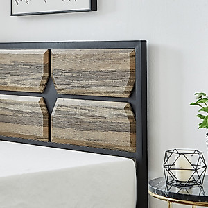 VECELO Twin Bed Frame Metal Platform with Wooden Headboard & Footboard Mattress Foundation Strong Metal Slats Support No Box Spring Replacement/Easy Assemble