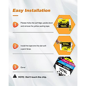 127 127XL T127 Remanufactured Ink cartridges for Epson T127 127 XL Ink Cartridge to use for Workforce 545 845 645 WF-3540 WF-3520 WF-7010 WF-7510 WF-7520 NX530 NX625 Printer (5 Pack)