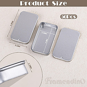 Framendino, 50 Pack Metal Tin Box Containers Mini Empty Slide Top Tin Case Small Rectangular Empty Storage Boxes for Wedding Jewelry Lip Balm Container Cosmetic Organizer