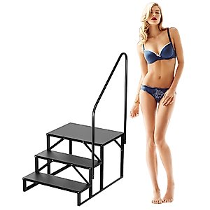 Fruyyzl Swimming Pool Ladder Above Ground, 3 Step Ladder with Handrails, 440 Lbs Capacity, Hot Tub Steps Outdoor, RV Stairs for Travel Trailers, Stage, Backyard Pool, Home, and Porch (3STEP)