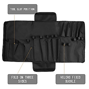 XYJ Black Knife Bag (13 slots) Carry Chef Knives Bags With Shoulder Belt Oxford Cloth Portable Case For Kitchen Knife Sharpener Rod Storging Tools (Knives Not Included)