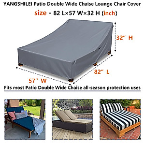 Patio Furniture Covers for double Chaise Lounge,100% Waterproof Lounge Chair Covers for Outside Patio Lounge Chair,Outdoor Couch Cover for Double Wide Wicker Daybed Chaise Lounge Chair (Grey)
