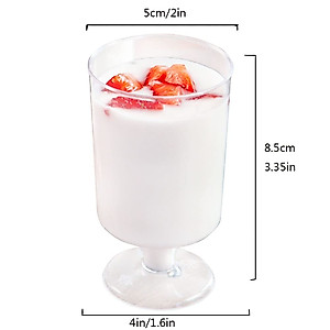 Qixivcom 100ml Tall Mousse Cup 3oz Mini Dessert Cup Round Clear Plastic Parfait Bowl Appetizer Cup, Party Dessert Cold Drink Cup, Clear Wine Glass Afternoon Tea Snack Cup, Party Cup (50 Pack)