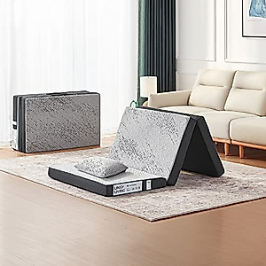 LINSY LIVING Folding Mattress, 4 Inch Trifold Mattress with Bamboo Cover, Twin Memory Foam Mattess, Foldable, Portable, Remoable & Washable Cover, Easy Storage Sofa Bed, Twin Size, 74" * 38"