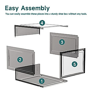 6 Pack Sneaker Storage, Sneaker Boxes Clear Plastic Stackable, Hard Plastic Shoe Storage, Sneaker Storage for Sneakerheads, Drop Front Shoe Box with Lids, Sneaker Containers Fit Up to US Size 12 (13.4"x 10.6"x 7.4")
