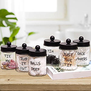Glass Qtip Holder Dispenser, Transparent Apothecary Jars with Lid.Bathroom Vanity Countertop Organizer. Storage Container for Cotton Swabs, Balls, Cotton Pad, Floss & More - Set of 3 B