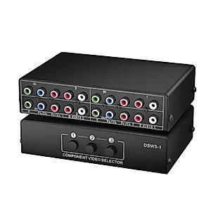 BolAAzuL Component AV Video Switch Box 3 in 1 Out, 3 Port 5 RCA YPbPr Cable RGB Component AV Switcher Selector Converter 3-Way Plug & Play for Retro Gaming PS2 Wii Xbox DVD Player TV