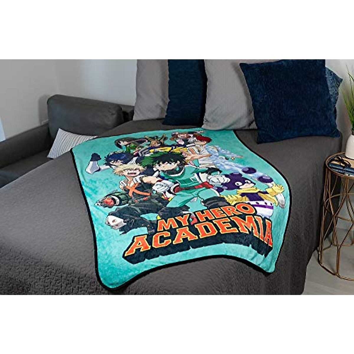 JUST FUNKY My Hero Academia U.A. Academy Heroes Large Anime Fleece Throw Blanket | Official My Hero Academia Throw Blanket | Collectible Anime Throw Blanket | Measures 60 x 45 Inches