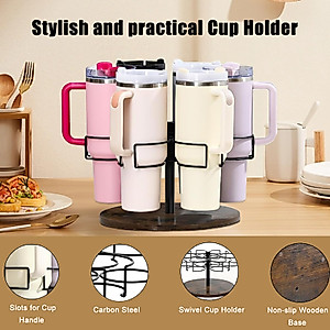 Water Bottle Organizer for Stanley 40 oz Tumbler with Handle, Rotatable Cup Holder for Stanley, Kitchen Organizers and Storage for Stanley Cup Accessories, Water Bottle Holder Wine Rack (Black)