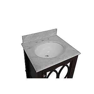 Olivia 24-inch Bathroom Vanity (Carrara/Chocolate): Includes Chocolate Cabinet with Authentic Italian Carrara Marble Countertop and White Ceramic Sink