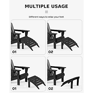 Ciokea Plastic Folding Footstool for Deck Backyard Patio Outdoor Poolside Porch Lawn Indoor, Black