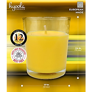 Citronella Candle Votives in Glass Cup - 12 Pack - Indoor and Outdoor Decorative and Mosquito, Insect and Bug Repellent Candle - Natural Fresh Scent - 12 Hour Burn Time - Made in Europe