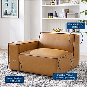 Modway Restore Vegan Leather Left-Arm Sectional Sofa Chair in Tan