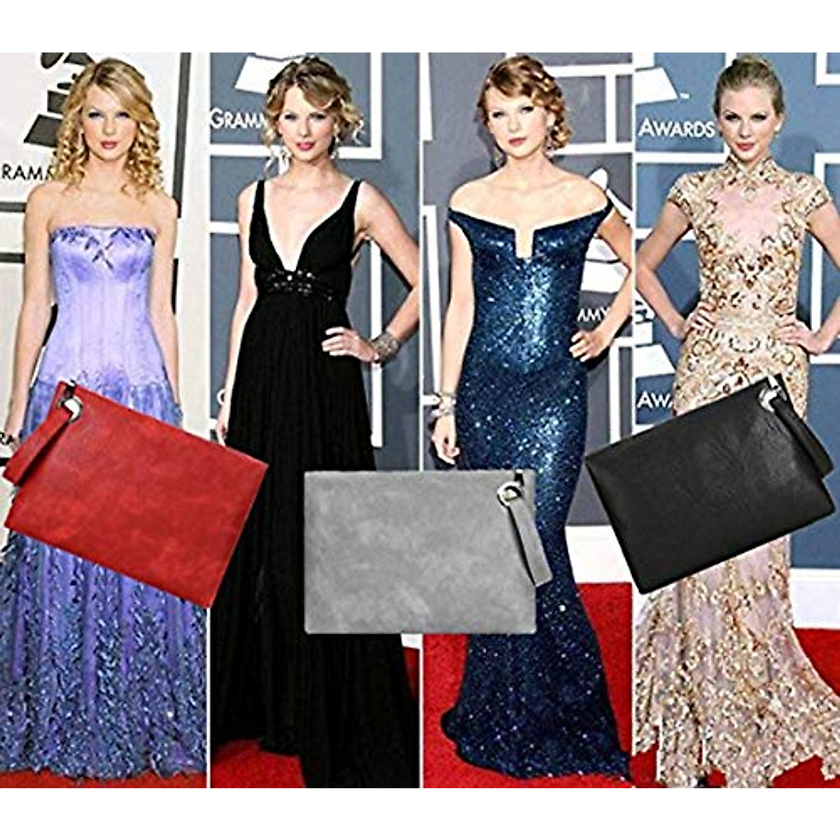 J-BgPink Evening Bags Purse Envelop Clutch Chain Shoulder Womens Wristlet Handbag Foldover Pouch (black), X-Large