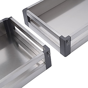 BANLICALI Blind Corner Cabinet Pull Out, Modern 2 Layers Stainless Steel Blind Corner Cabinet Organizer with Inner/Outer Basket, Corner Cabinet Organizer Pull Out Shelf for Kitchen Silver