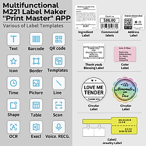 Phomemo M221 Label Maker-Flagship’s Advanced 3Inch Bluetooth Thermal Label Printer, Print Clearer & Sharper, for Address, Barcode, Ingredient,Crafts, Label Printer for Small Business, for Phone & PC