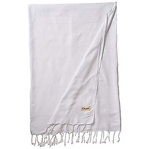 Bersuse 100% Cotton - Anatolia XL Throw Blanket Turkish Towel - 61 x 82 Inches, White