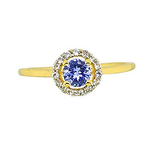 YoTreasure 18kt Gold Over Silver Tanzanite and White Topaz Women's Engagement Ring