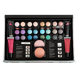 Vokai Makeup Kit Gift Set - 51 Piece - 32 Eye Shadows, 2 Blushes, 2 Lip Glosses, 2 Lipsticks, 2 Eye Liner Pencils, 1 Lip Liner Pencil, 1 Mascara - Case with Carrying Handle