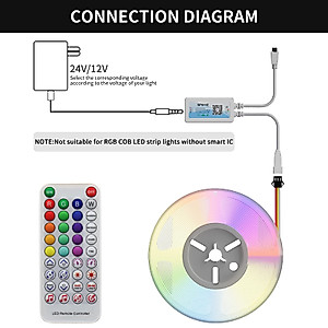 PAUTIX Bluetooth Music Pixel LED Smart Controller SP611E,for WS2811 WS2812 SM16703 Addressable Dream Color LED Strip Pixels Light DC5V-24V APP/IR Remote Control(NOT for RGB LED Strip without Smart IC)
