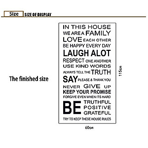 Large Quotes Wall Decal Inspirational Stickers Motivational Family Saying Decorative Nursery Art Kids Baby Home Letters Vinyl Peel & Stick Mural Art in This House We are a Family Love (Large)