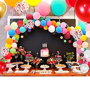 Red Gold Balloons 50 Pack, 12 inch Royal Red Latex Balloon, Metallic Gold balloons, Red Gold Mix Confetti balloon with 1 Ribbon for Christmas Valentines Day Party Decorations