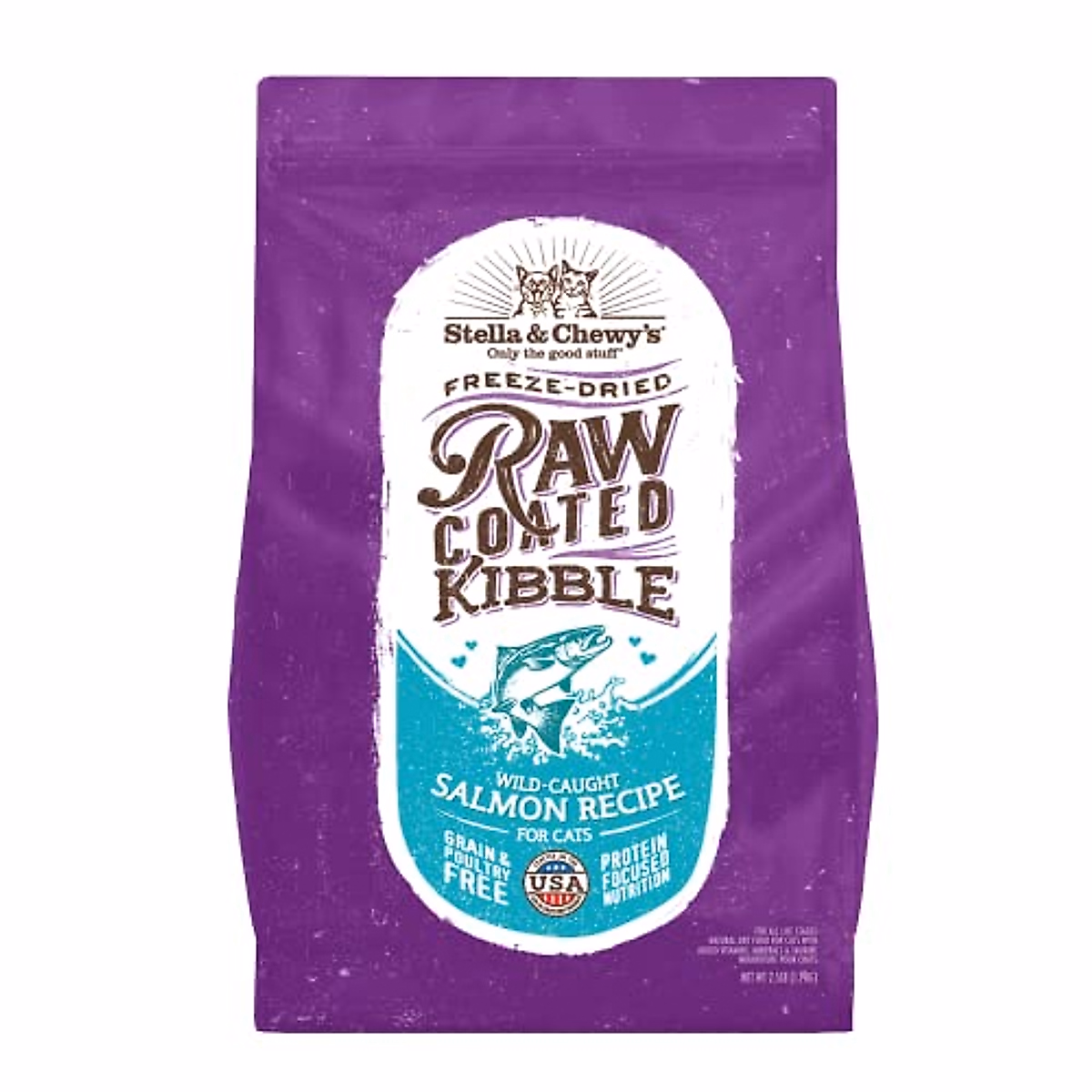 Stella & Chewy’s Raw Coated Premium Kibble Cat Food – Grain Free, Protein Rich Meals – Wild Caught Salmon Recipe – 2.5 lb. Bag