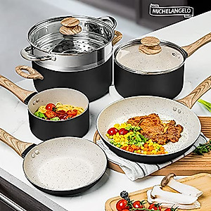 MICHELANGELO Pots and Pans Set Nonstick, 12 Pcs Pot Sets for Cooking Nonstick with Bakelite Handle, Non Toxic Cookware Set Induction Compatible